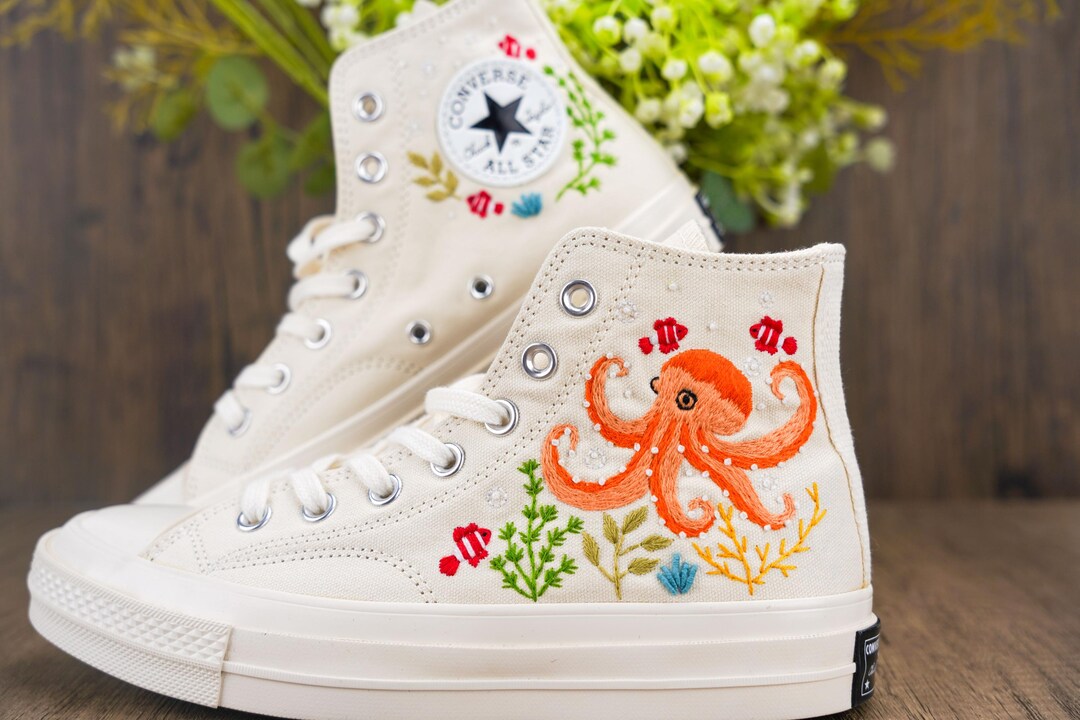 Custom Embroidered Sneakers, Converse Chuck Taylor Octopus Embroidered ...