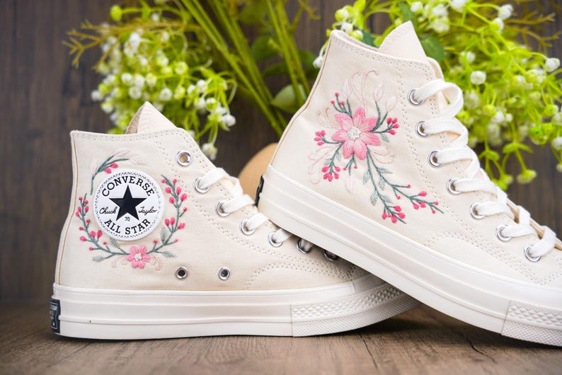 Custom Converse Chuck Taylor Embroidered,custom Embroidered Wedding ...