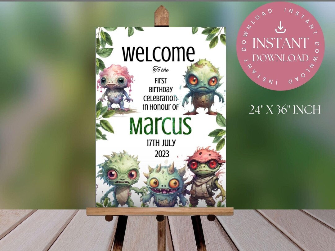 MONSTER WELCOME SIGN- Cute Monsters - Oh Baby - Kids Birthday ...