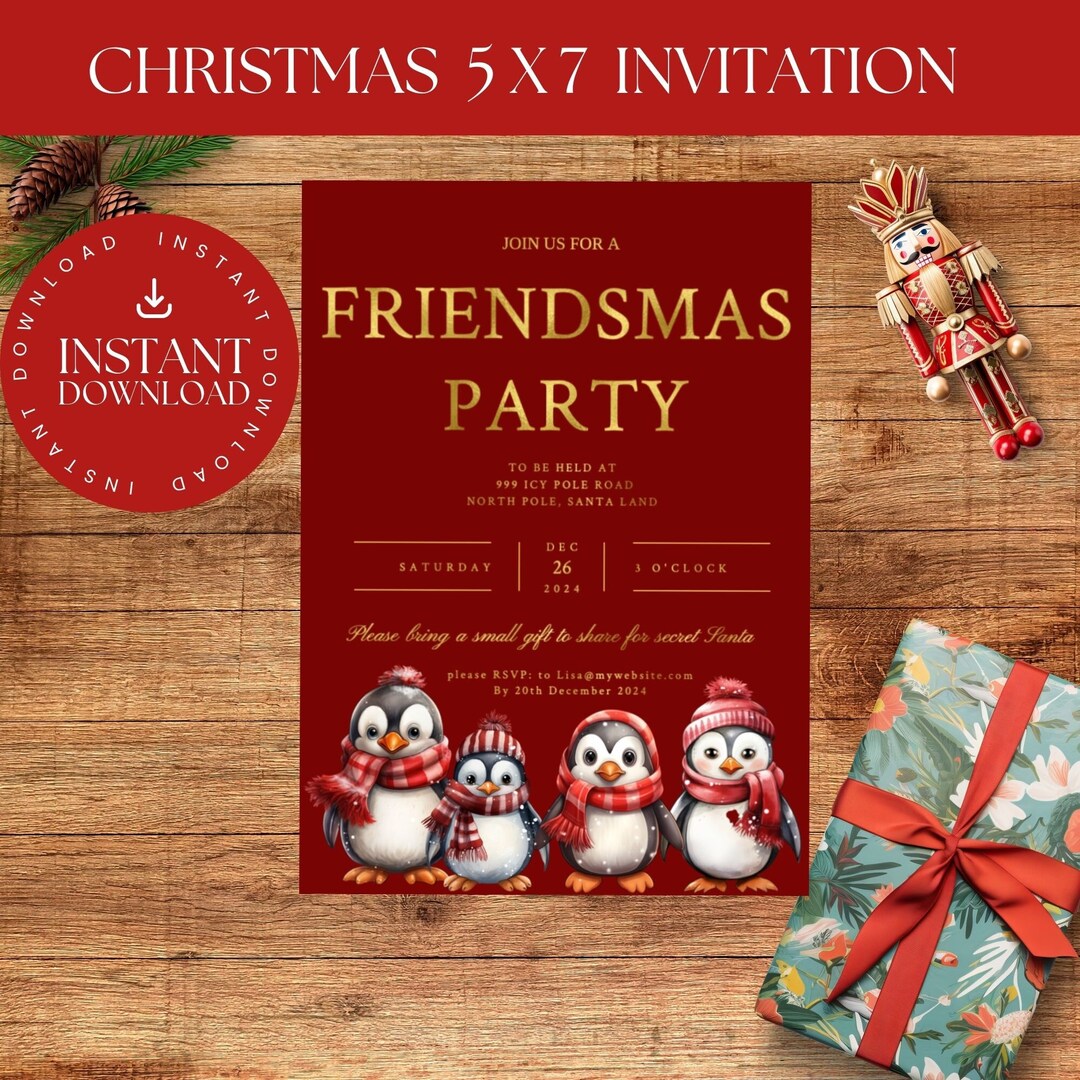 FRIENDSMAS INVITATION Printable Digital File Easy Editing Print or Send ...