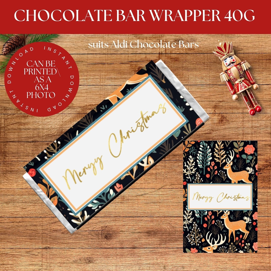 Editable Christmas Candy Bar Wrapper Template christmas Chocolate Gift ...