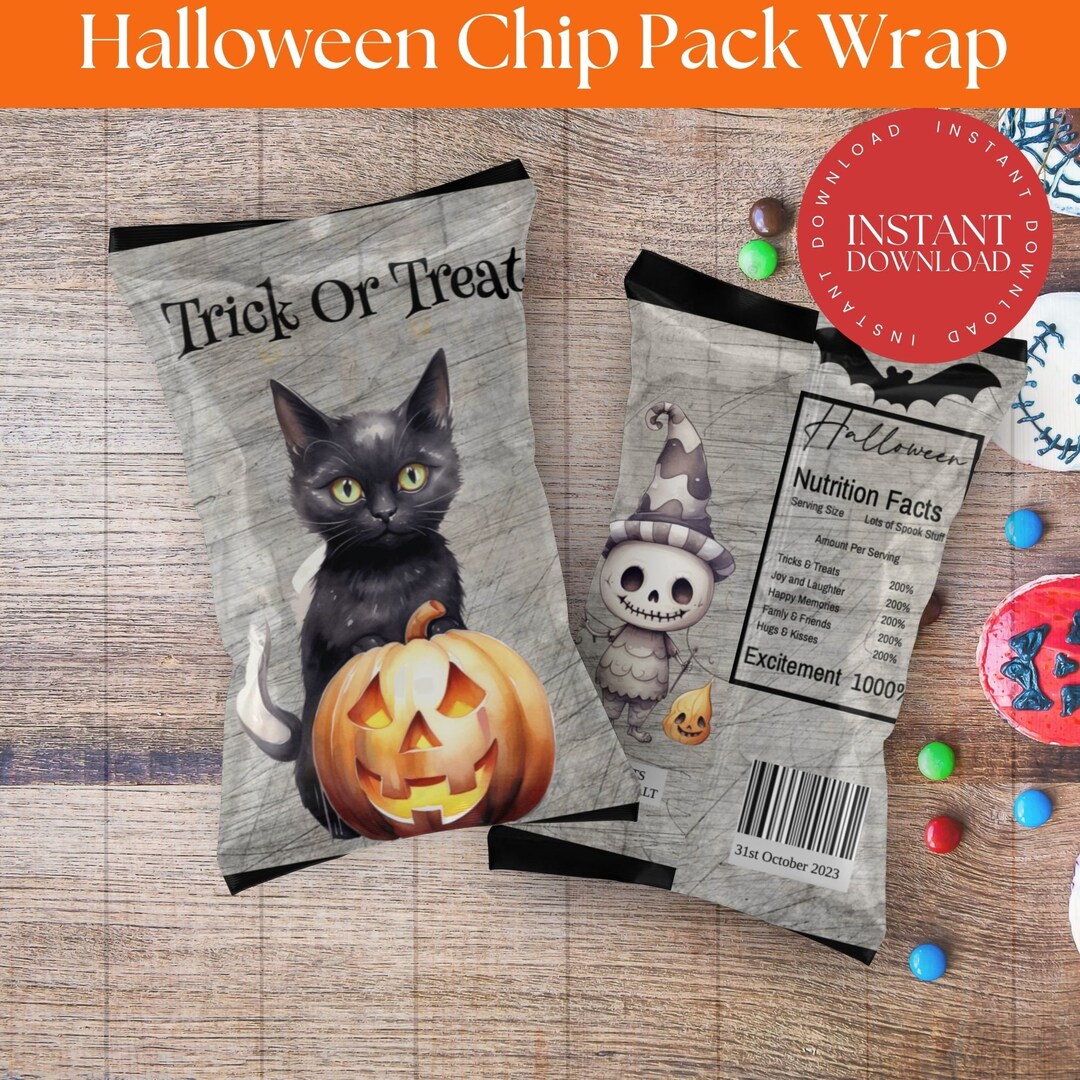 Halloween Chip Packet Wrap Spooky Halloween Party Printable Instant ...