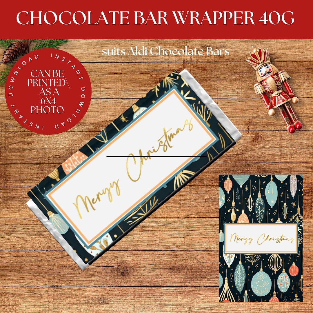 Editable Christmas Candy Bar Wrapper Template christmas Chocolate Gift ...