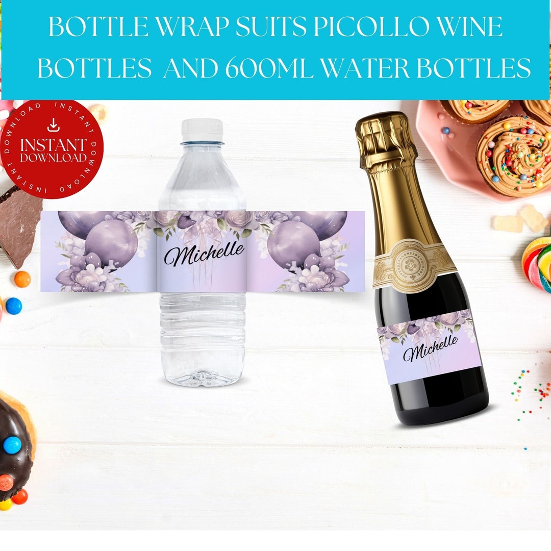 WATER WINEBOTTLE LABEL Digital File easy Editing Printable party Favour ...