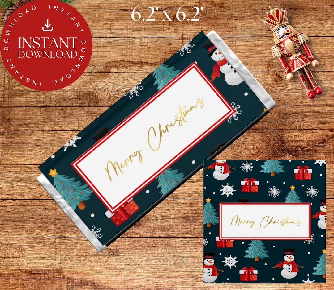 Editable Christmas Candy Bar Wrapper Template |christmas Chocolate Gift ...