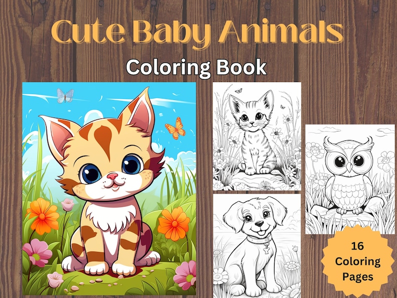 Cute Adorable Baby Animals Coloring Book | Printable Kid and Adult ...