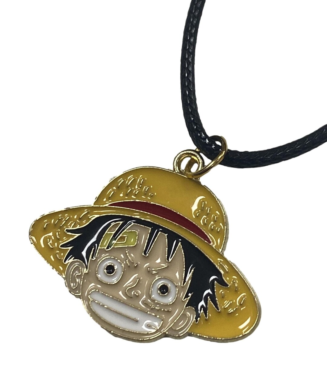 One Piece Anime Monkey D Luffy Enamel Charm Necklace on Black - Etsy ...