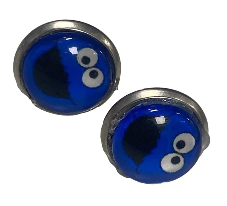 Sesame Like Henson Puppet Cabochon Disc Stud Earring 10mm - Elmo Like ...
