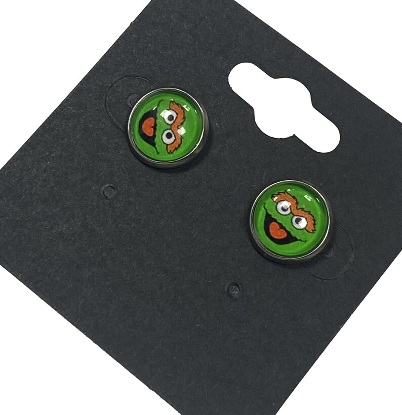 Sesame Like Henson Puppet Cabochon Disc Stud Earring 10mm - Elmo Like ...