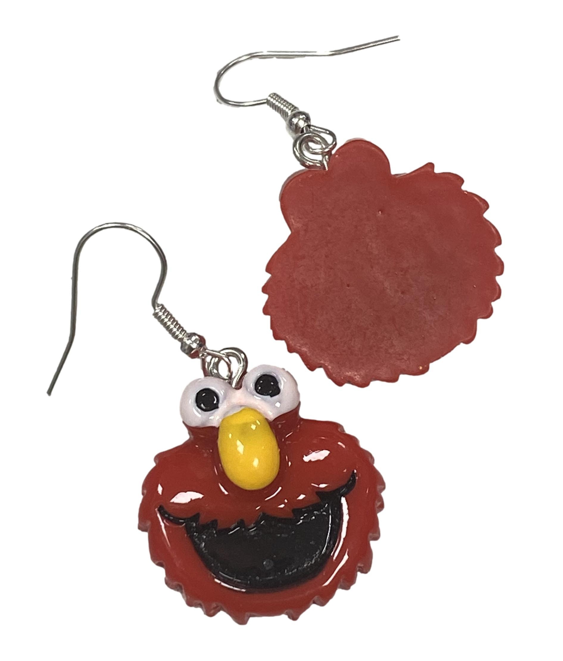 Sesame Street Elmo or Cookie Monster Inspired Acrylic Silver Alloy Drop ...