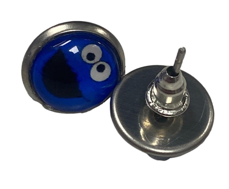 Sesame Like Henson Puppet Cabochon Disc Stud Earring 10mm - Elmo Like ...