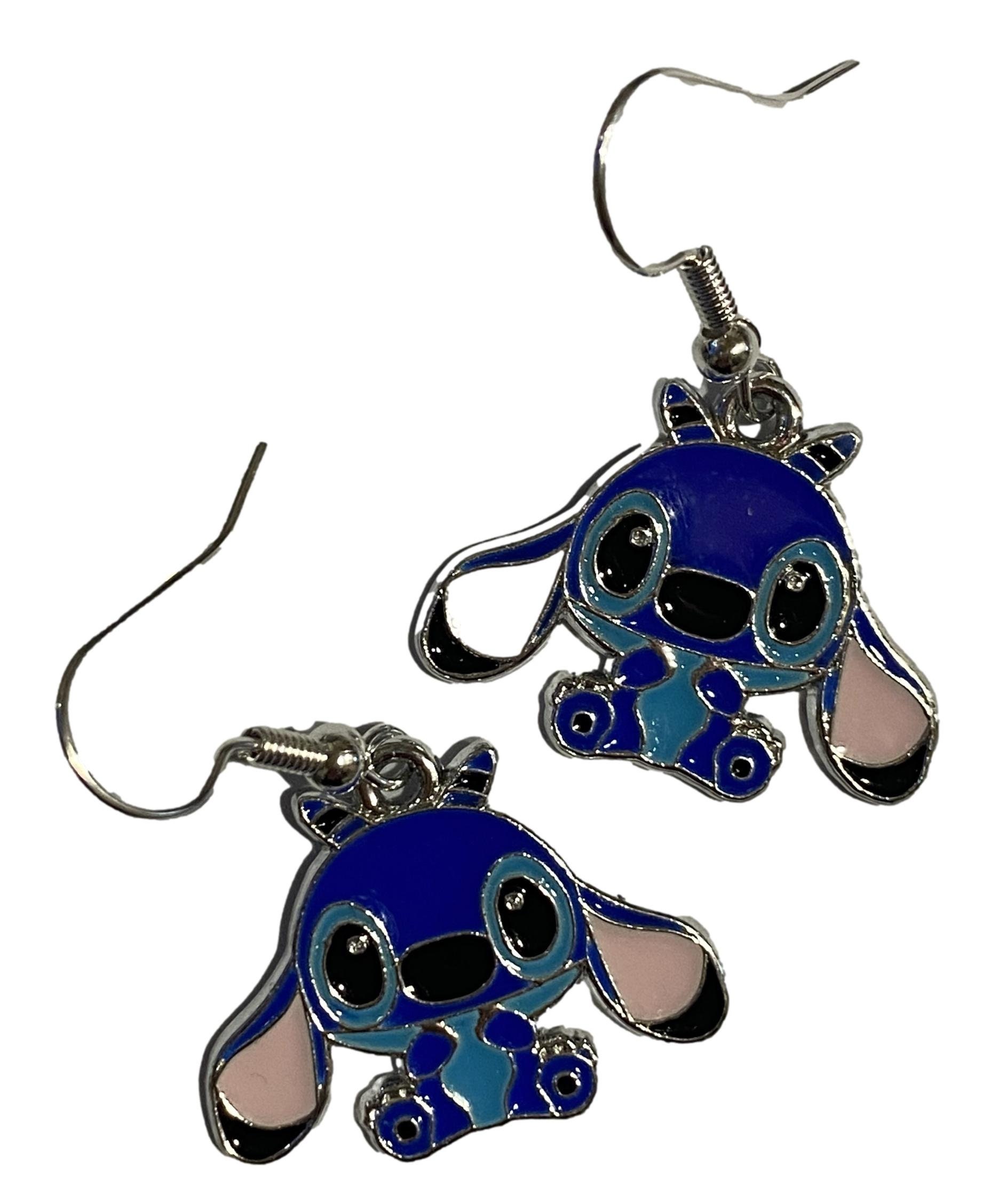 Disney Droopy Eared Stitch Enamel Silver Alloy Necklace & Drop Earrings ...