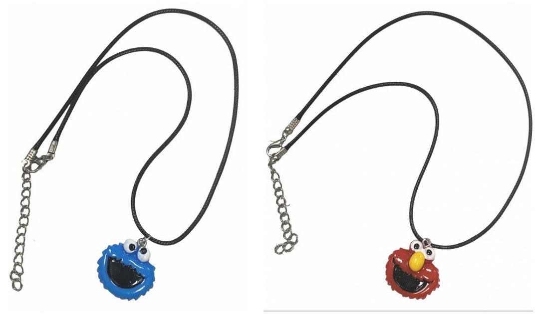 Sesame Street Elmo or Cookie Monster Acrylic Pendant on Black Cord ...