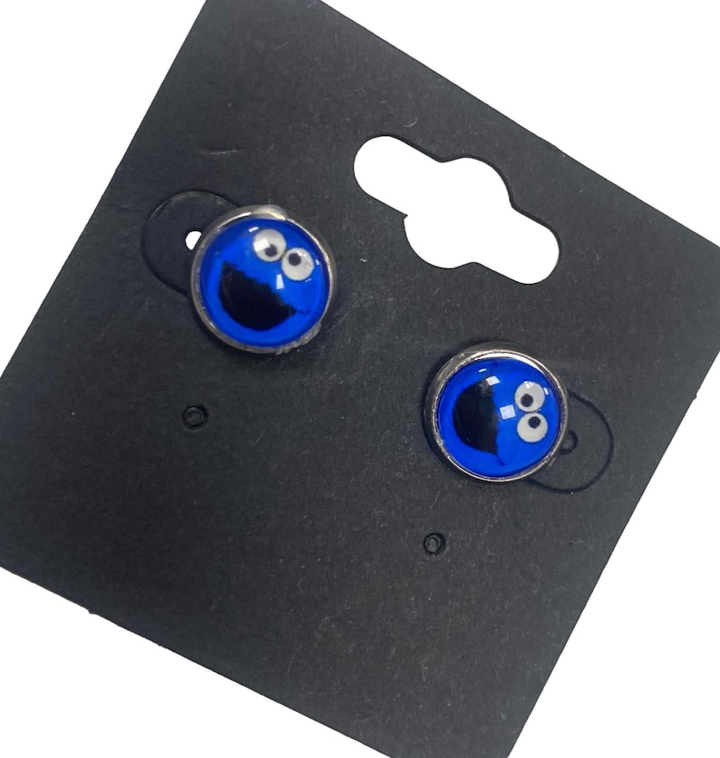 Sesame Like Henson Puppet Cabochon Disc Stud Earring 10mm - Elmo Like ...