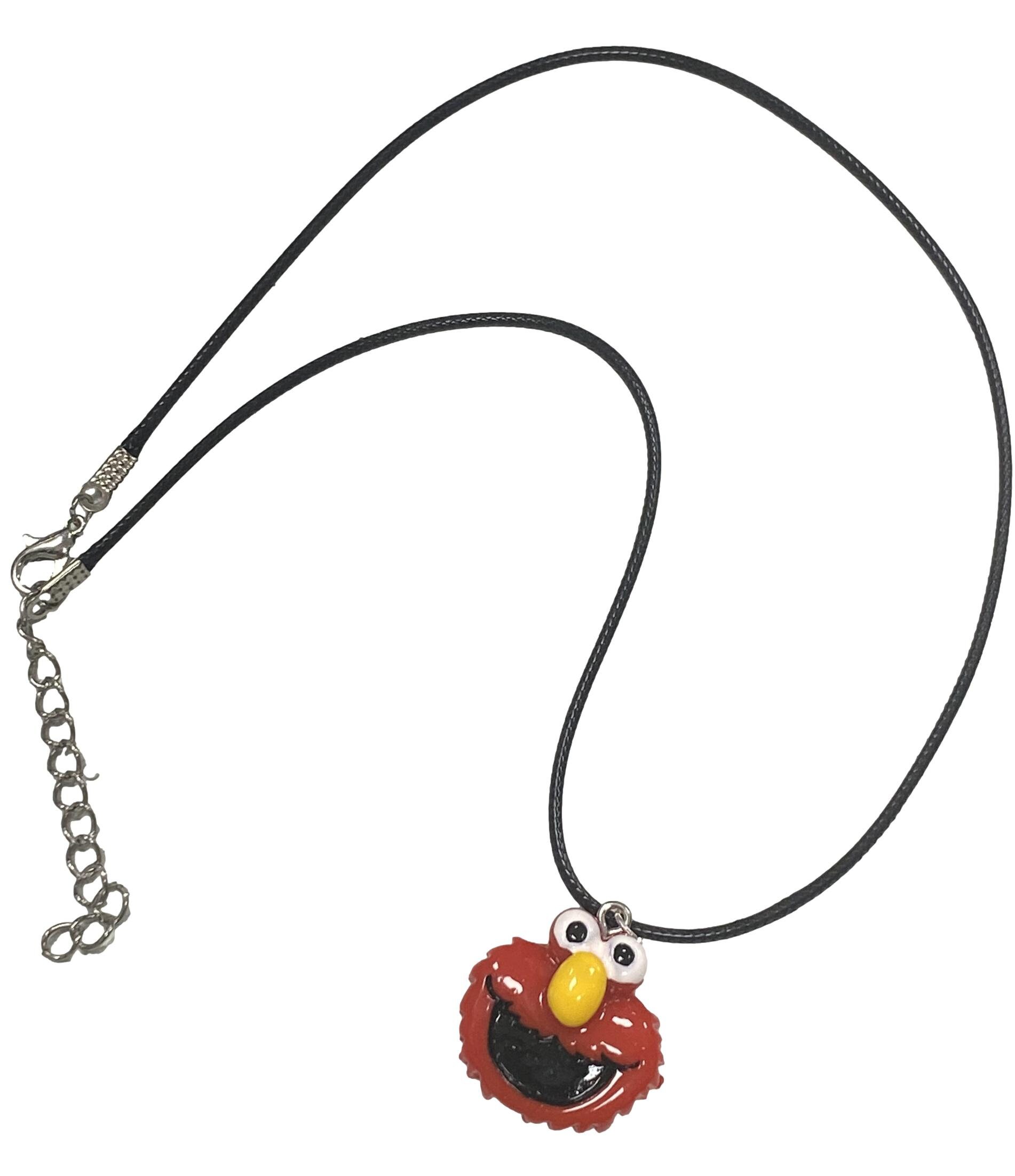 Sesame Street Elmo or Cookie Monster Acrylic Pendant on Black Cord ...