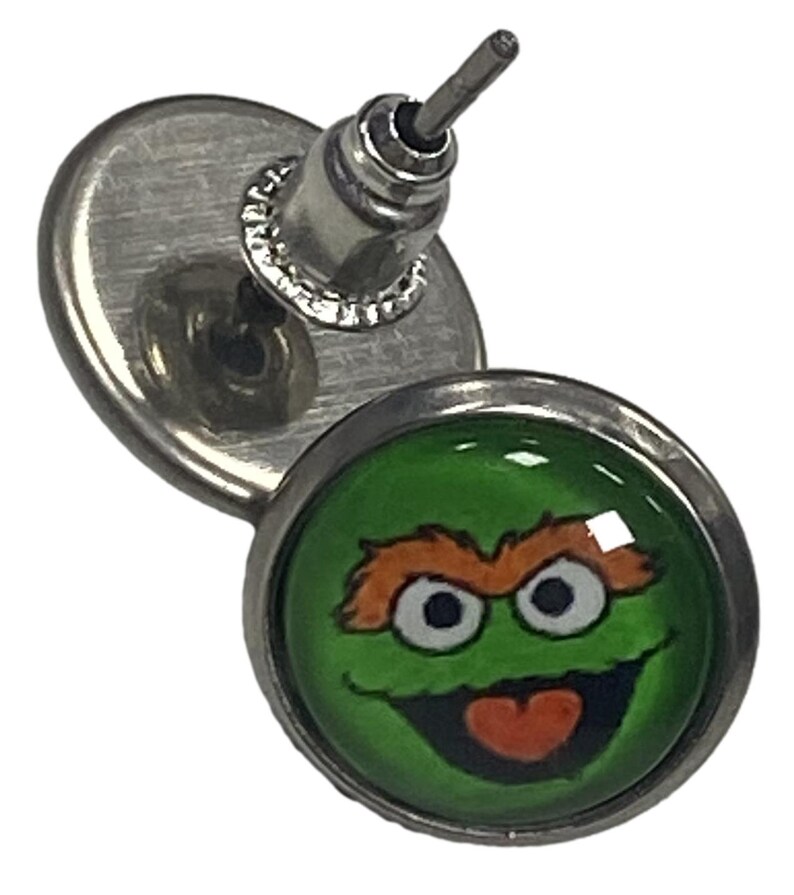 Sesame Like Henson Puppet Cabochon Disc Stud Earring 10mm - Elmo Like ...