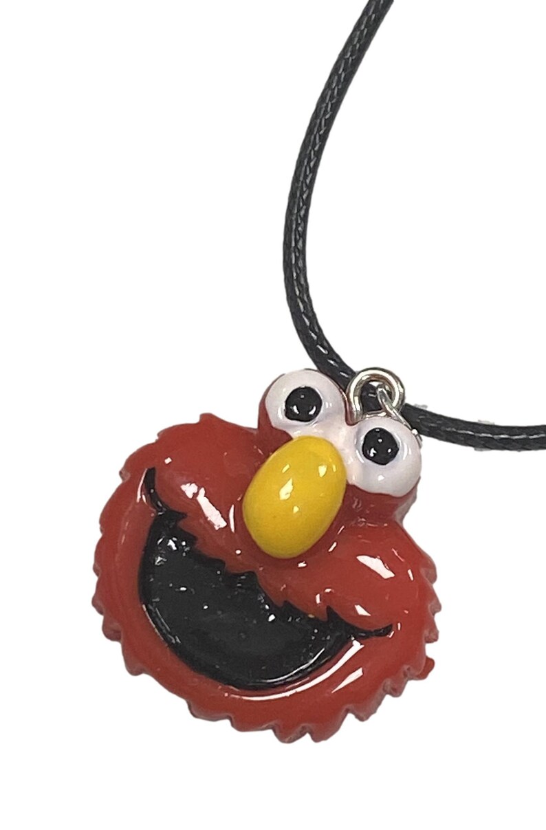 Sesame Street Elmo or Cookie Monster Acrylic Pendant on Black Cord ...