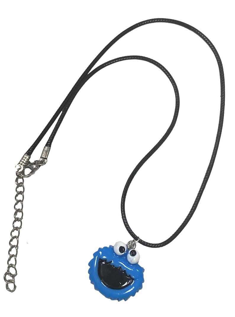 Sesame Street Elmo or Cookie Monster Acrylic Pendant on Black Cord ...