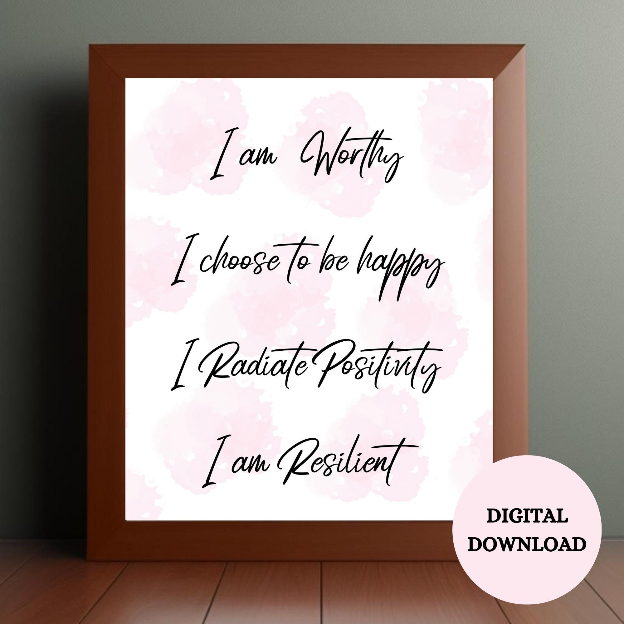 Self Love Printable Positive Affirmation Wall Art I Am Worthy - Etsy
