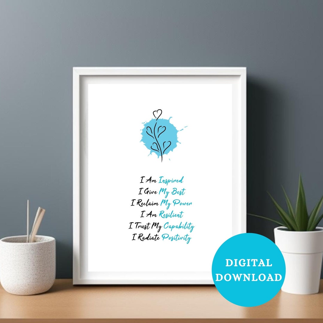 Printable Positive Affirmation Wall Decor | Inspirational Digital ...