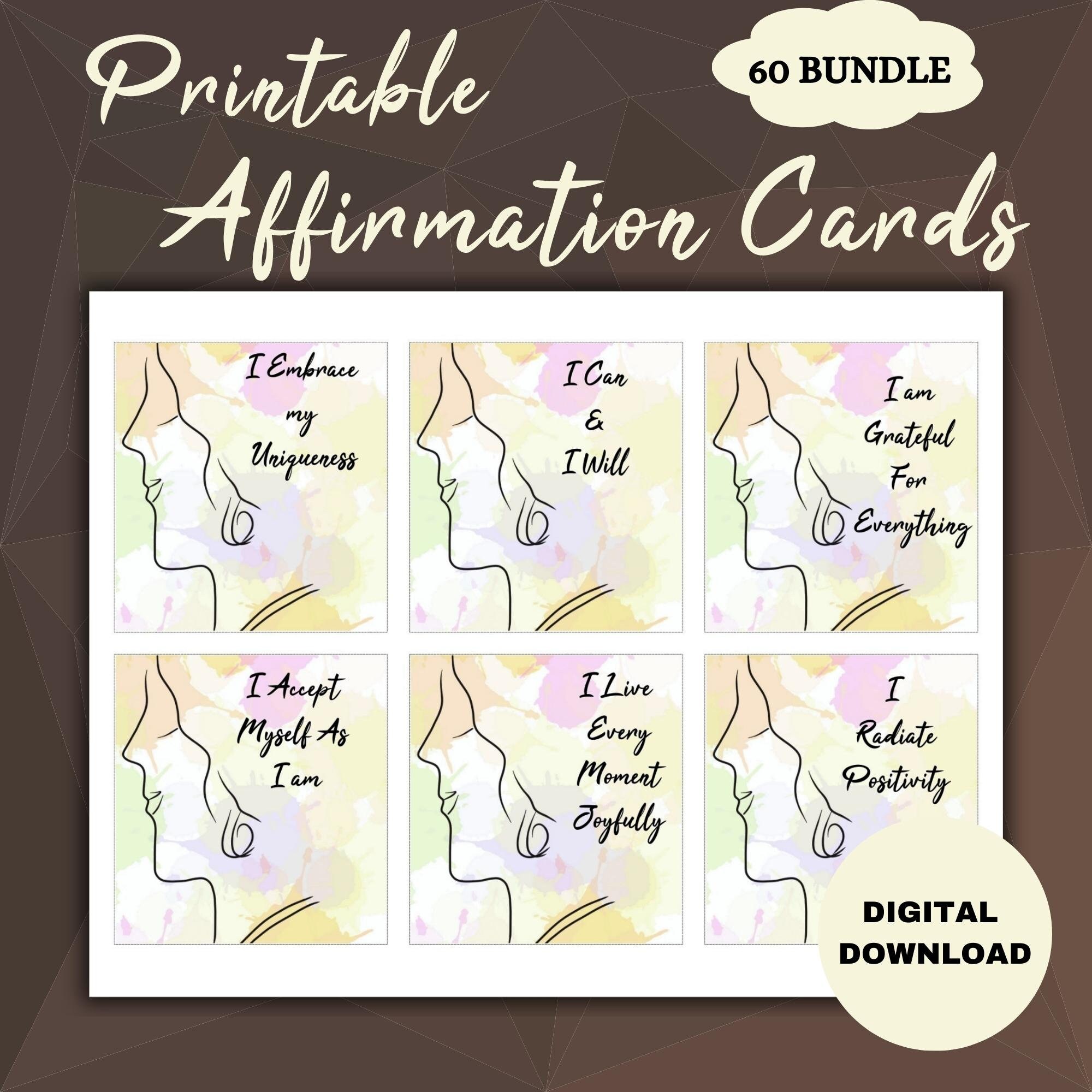 60 Positive Affirmation Card Deck, Vision Board Printables, Mindfulness ...