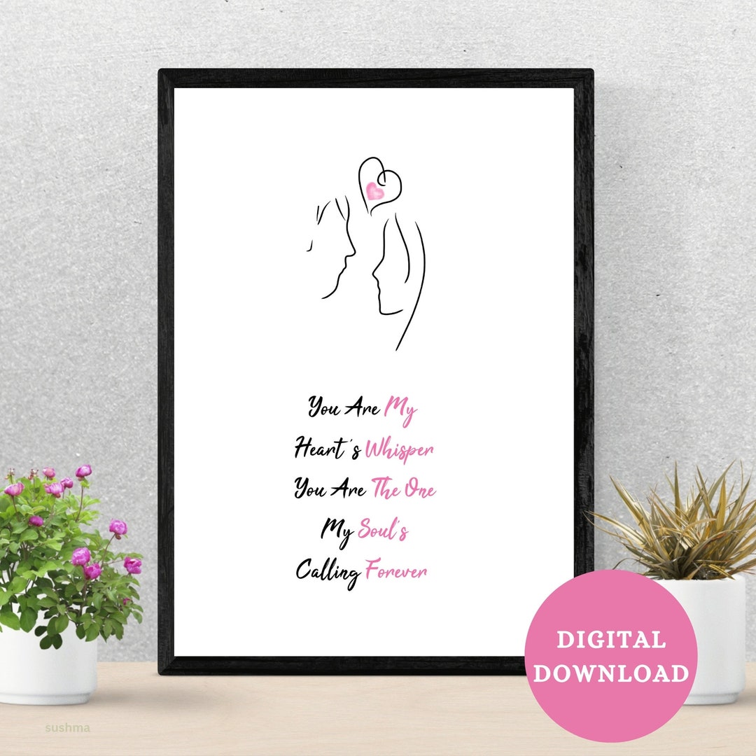 You Are My Heart’s Whisper Love Poem Wall Decor, Love Gift From Him to ...
