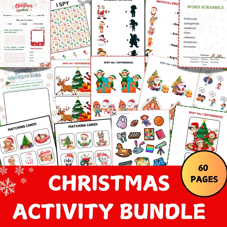 Printable Christmas Activity Bundle | Christmas Activities for Kids ...