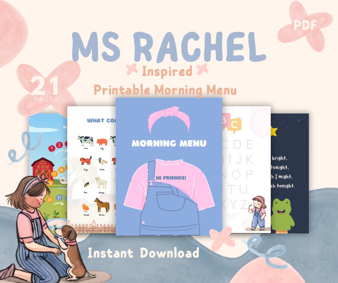 Ms Rachel Morning Menu Worksheet Printable Homeschool Boy/girl - Etsy