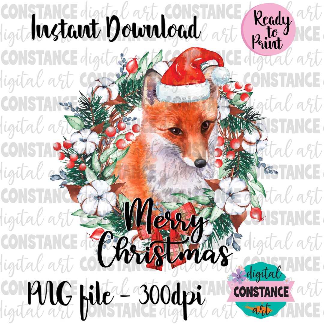 Merry Christmas Fox PNG Merry Christmas Fox Sublimation - Etsy