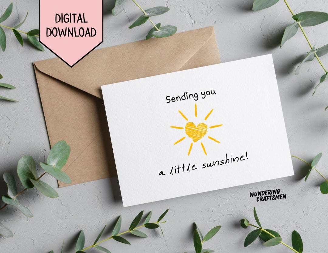 Sending You A Little Sunshine Card Personal Cheer up Card Print at Home ...