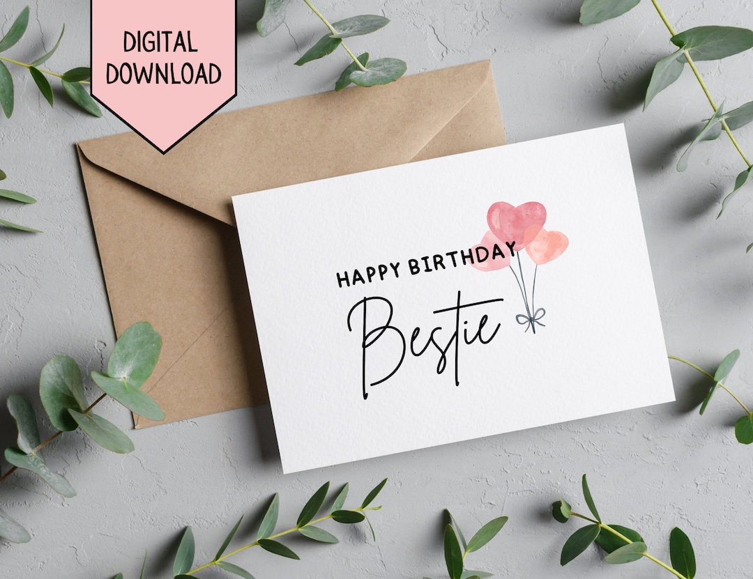 Editable Bestie Birthday Card Digital Happy Birthday Card for Best ...