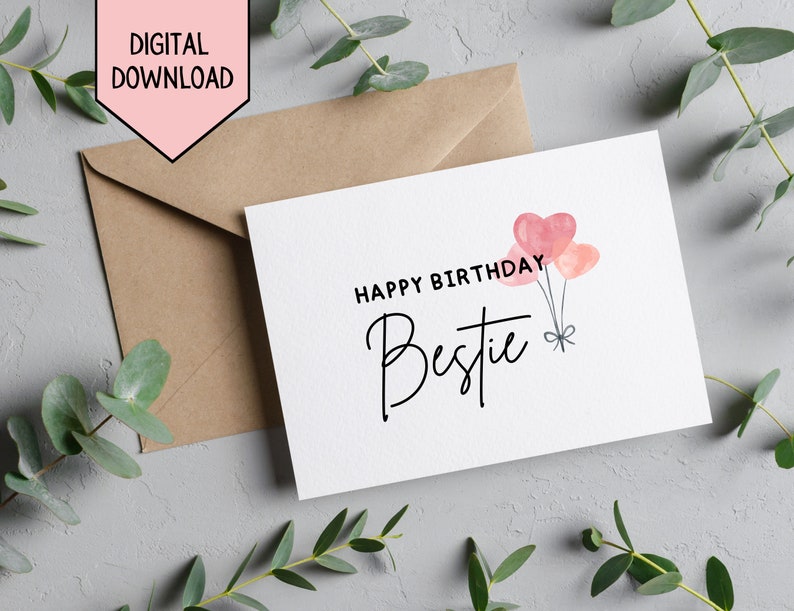 Editable Bestie Birthday Card Digital Happy Birthday Card for Best ...