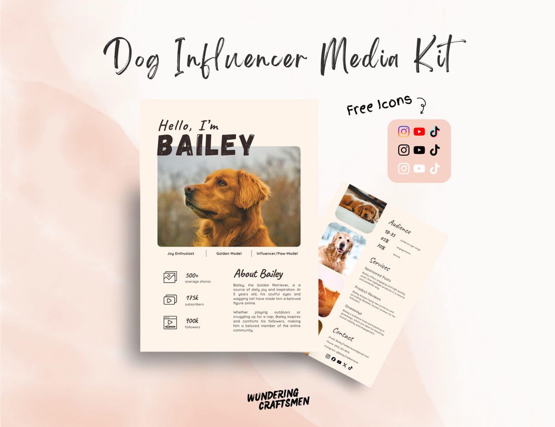 Dog Influencer Media Kit Pets Social Media Starter Kit Template ...