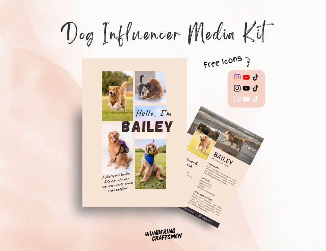 Dog Influencer Media Kit Pets Social Media Starter Kit Template ...
