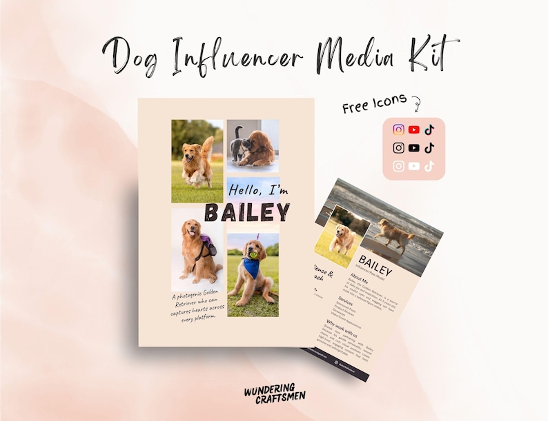 Dog Influencer Media Kit Pets Social Media Starter Kit Template ...