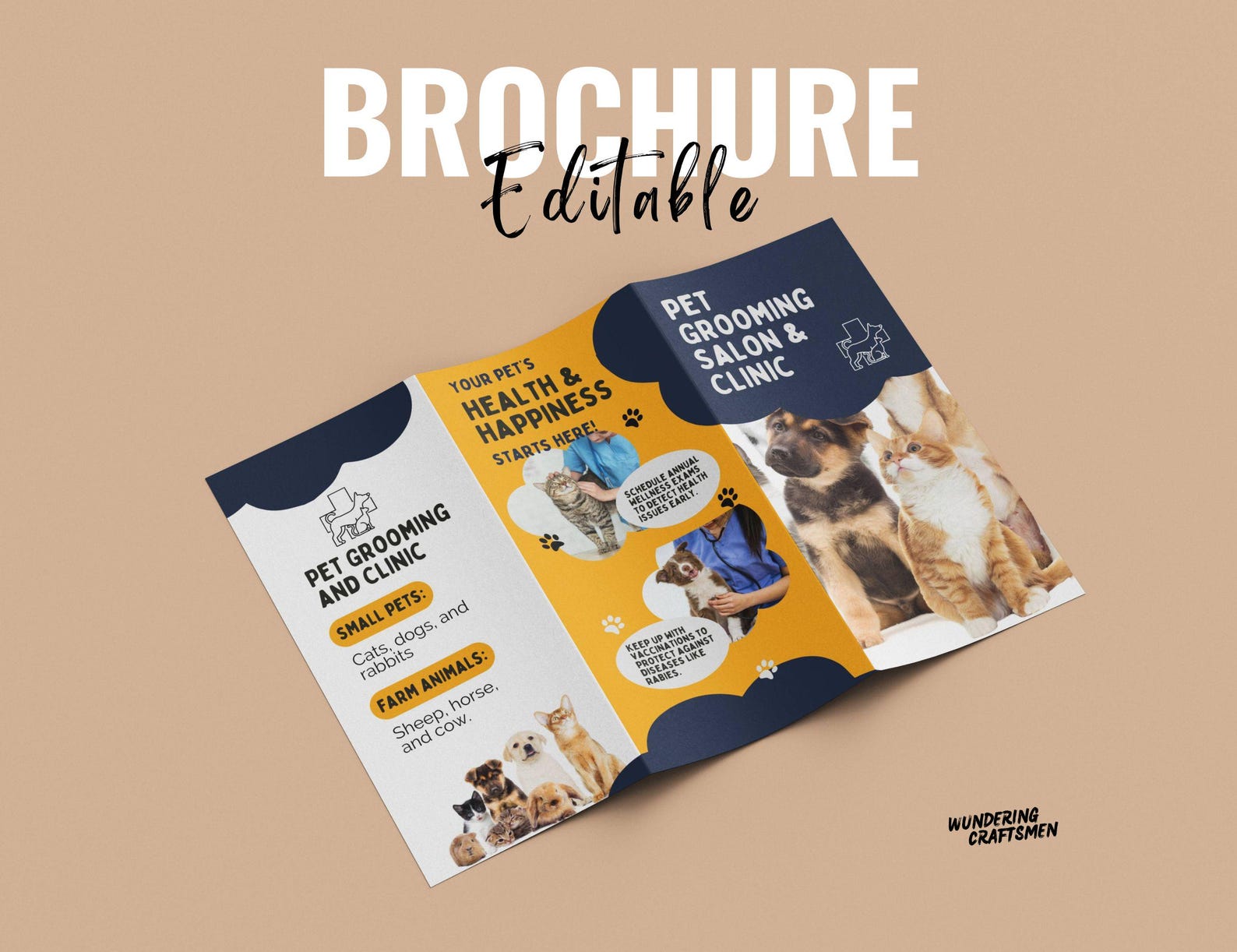 Trifold Pet Brochure Template Editable Minimalist Brochure Pet ...