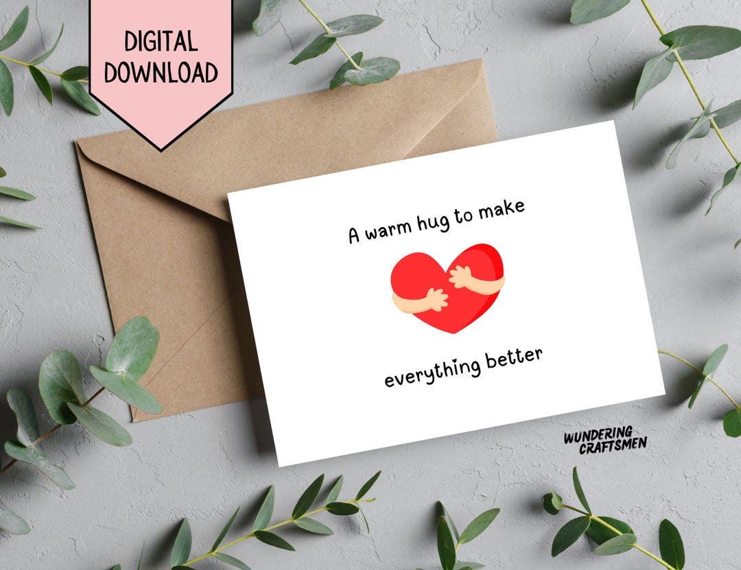 Warm Hug Card Printable Personalized Cheer up Card Print at Home ...