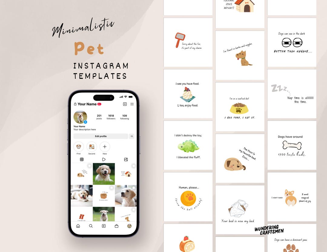 Minimalistic Pet Instagram Template Social Media Cute Pet Posts ...