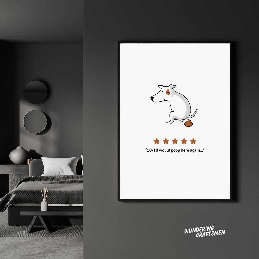 Pooping Dog Print Funny Toilet Dog Poster Funny Dog Print Bathroom ...