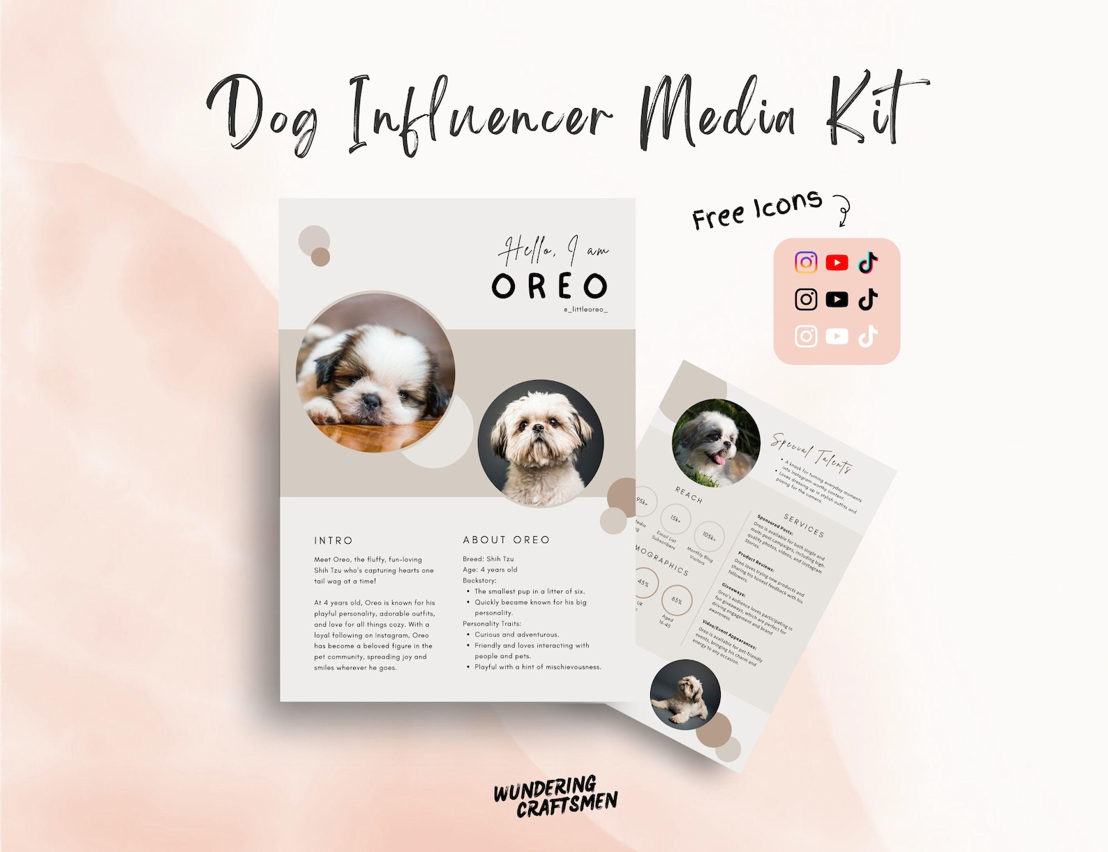 Dog Influencer Media Kit Template Pet Social Media Pet Influencer ...