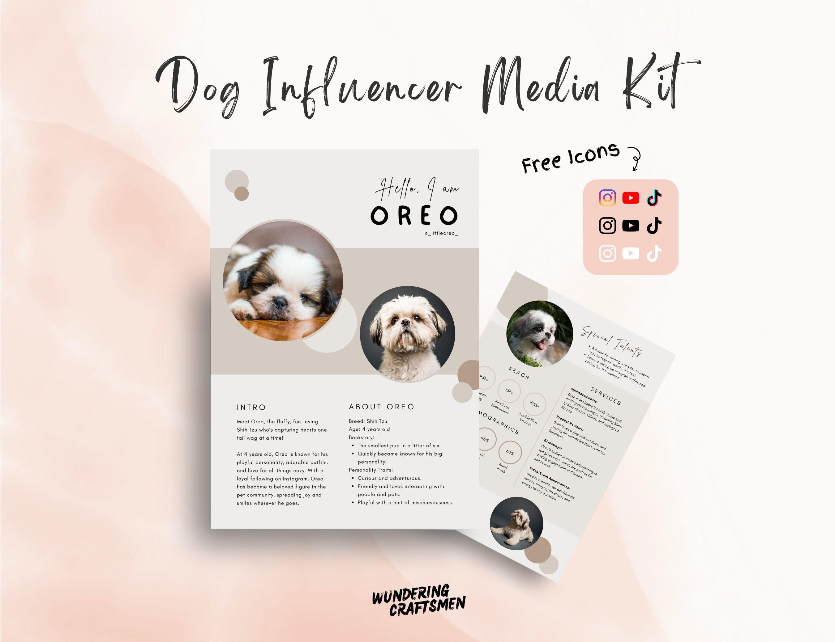 Dog Influencer Media Kit Template Pet Social Media Pet Influencer ...