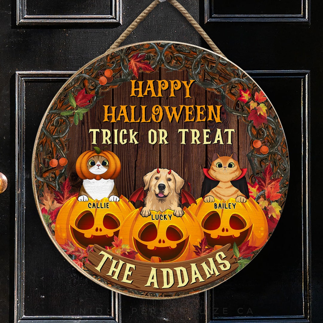 Personalized Dog Door Sign Halloween Cat Door Hanger - Etsy