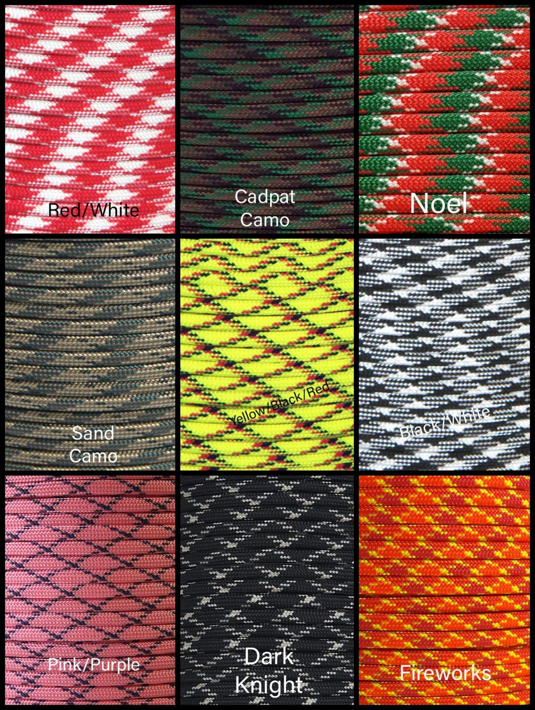 7 Strand 550 Nylon Paracord Multi Colors 10, 25, 50, 100 Foot Parachute ...