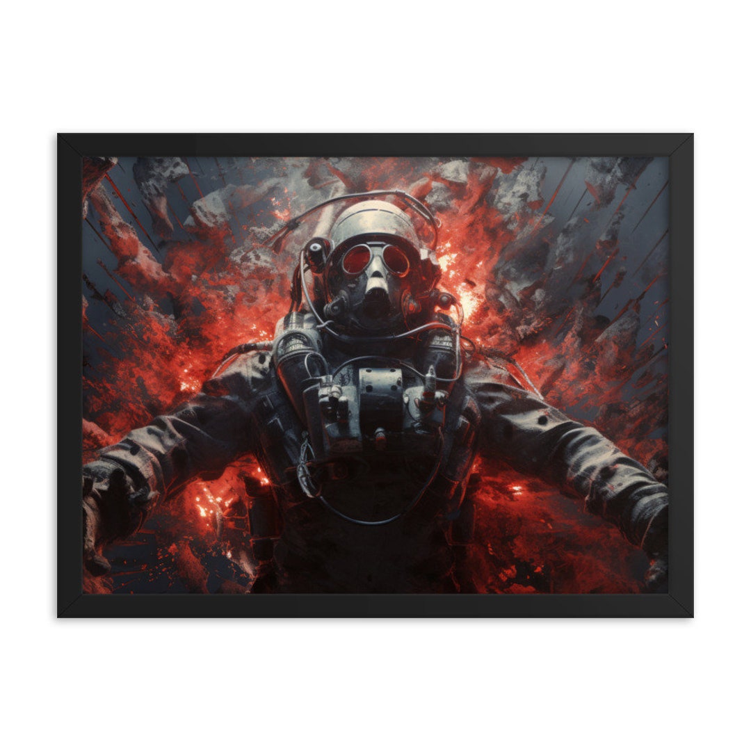 Framed Poster Red Light Astronaut - Etsy