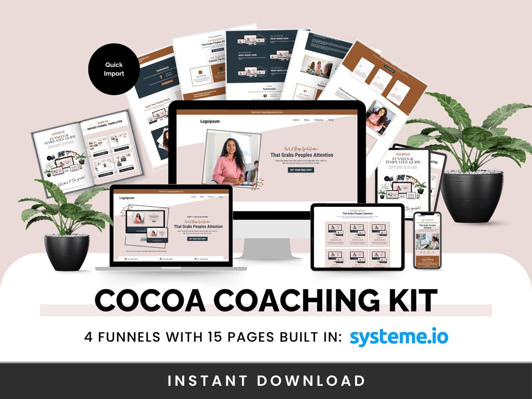 Cocoa Coaching Funnel Kit 4 Funnels With 15 Pages Built in Systeme Io ...
