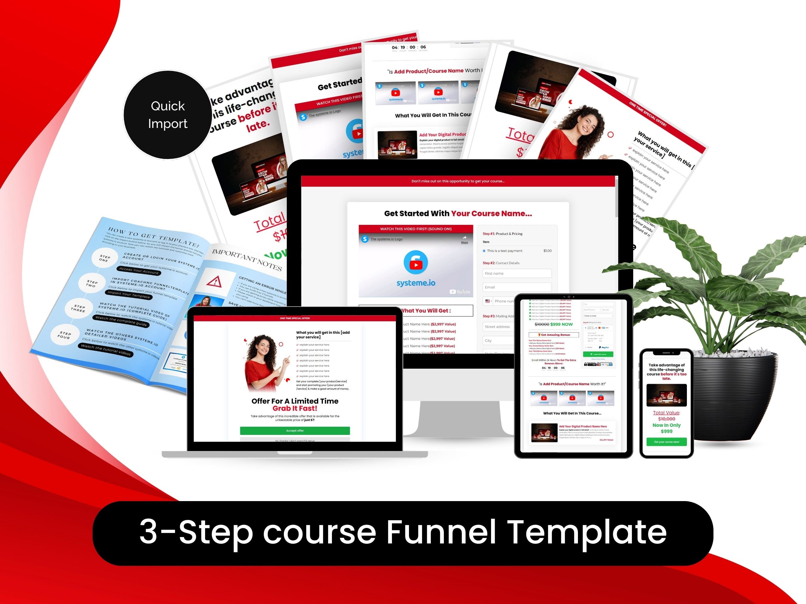 3-step Course Funnel Template With Order Form and Upsell, Built-in ...