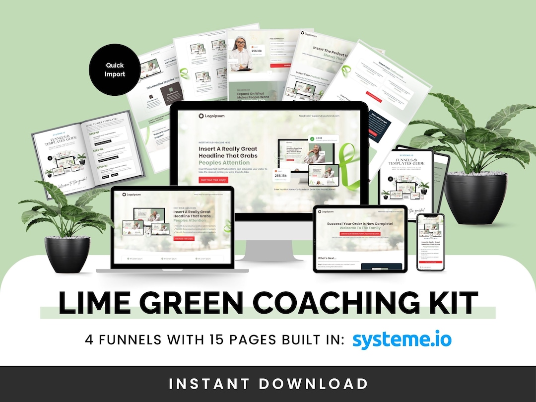 Lime Green Coaching Funnel Kit | 4 Funnels With 15 Pages Built in Systeme Io - Etsy