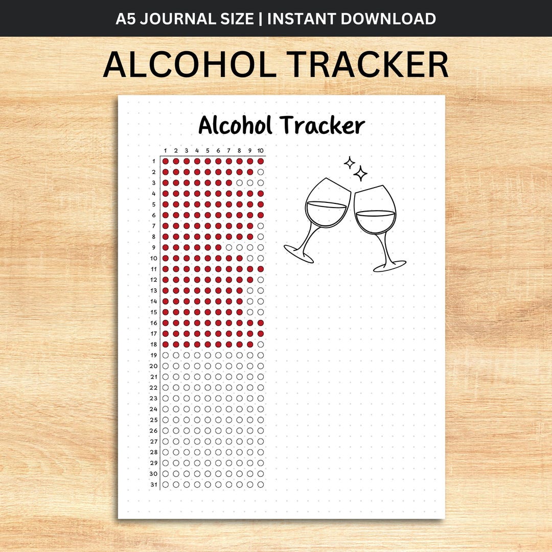 Alcohol Tracker - Simple Tracker - Bullet Journal - A5 Dotted Journal ...