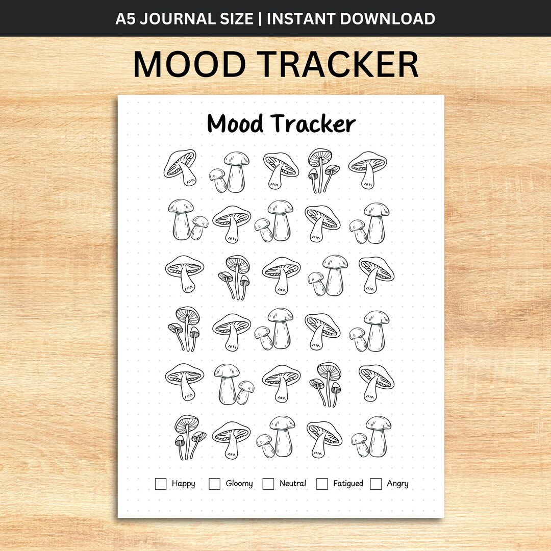 Mushroom Mood Tracker, Journal Dotted Pages - Etsy