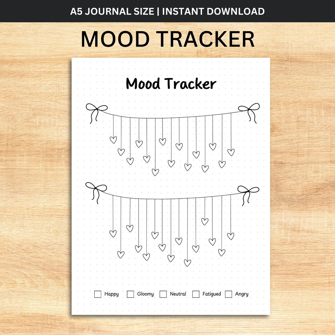 Heart Mood Tracker, Journal Dotted Pages - Etsy